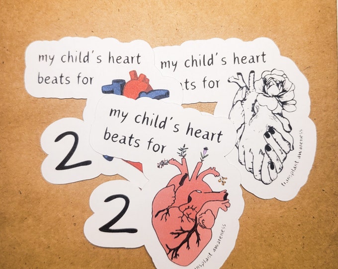 My Child's Heart Beats for Two Sticker Vinyl Paper Heart Transplant ...