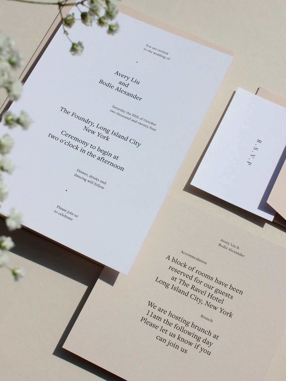 ACKLEY Modern, Luxury Type Wedding Invitation Suite, Minimal, Editorial ...