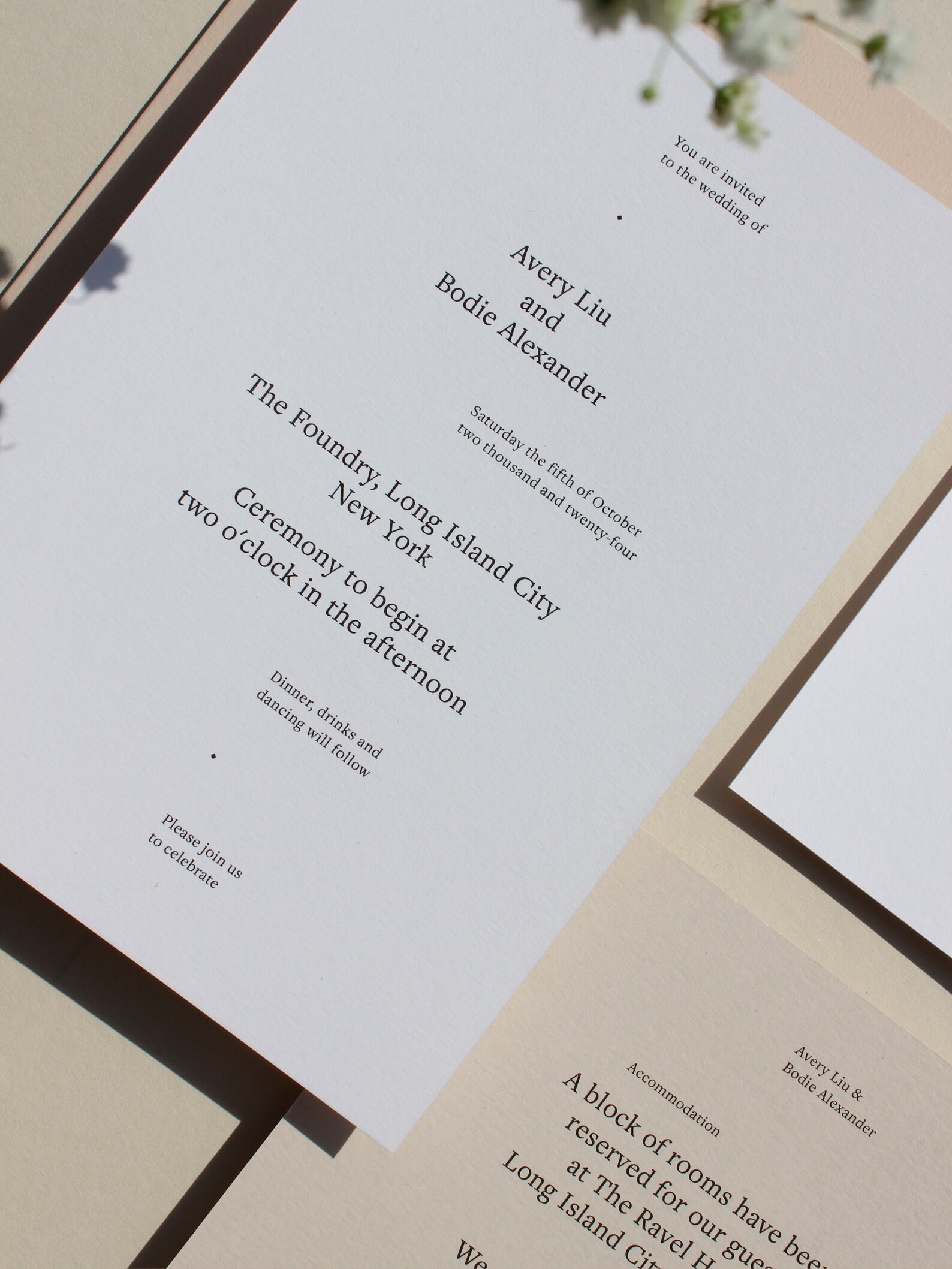 ACKLEY Modern, Luxury Type Wedding Invitation Suite, Minimal, Editorial ...