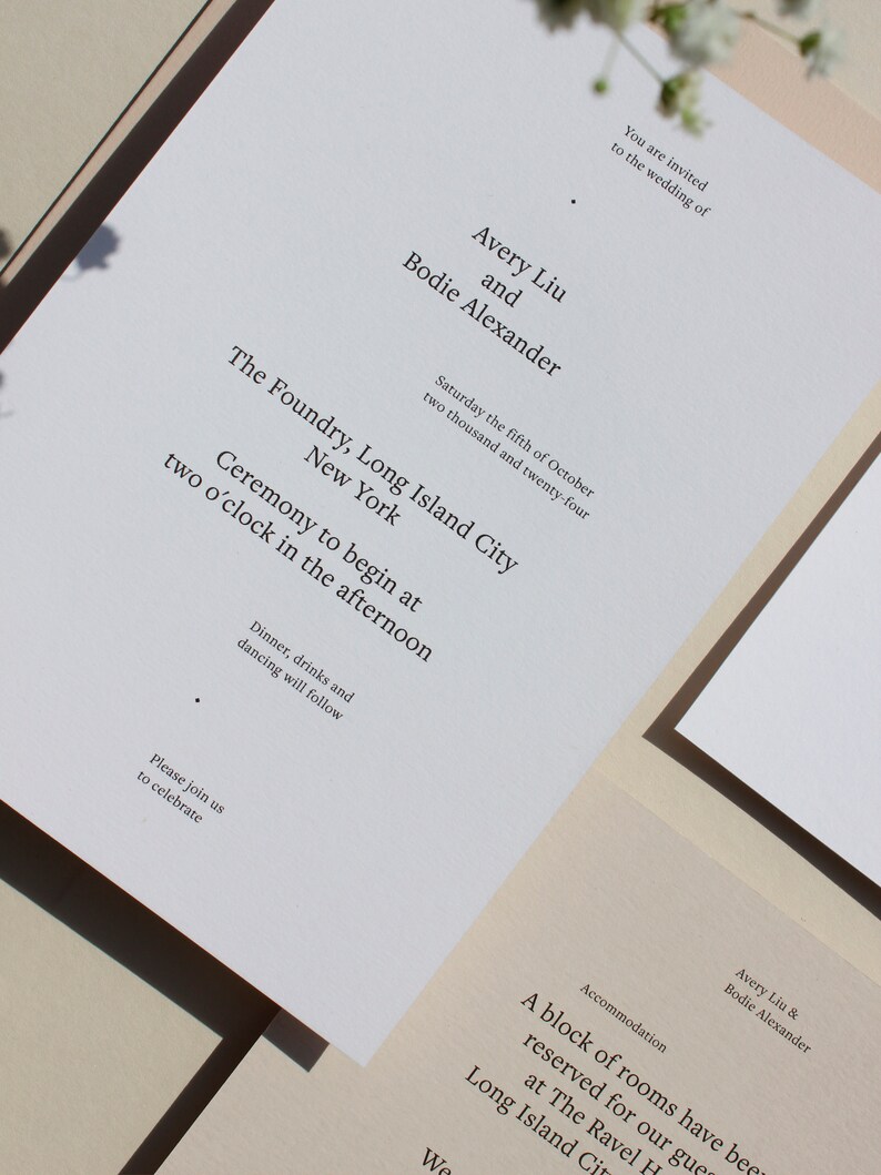 ACKLEY Modern, Luxury Type Wedding Invitation Suite, Minimal, Editorial ...