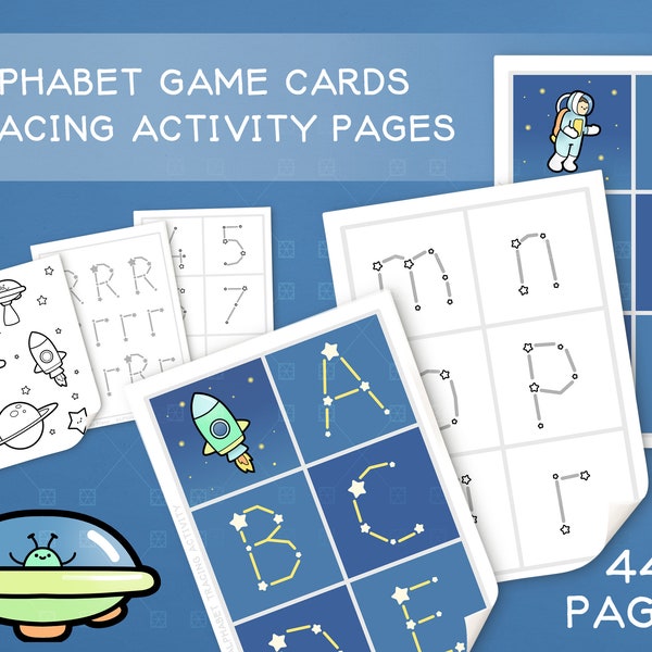 Space Themed Alphabet Cards - Etsy