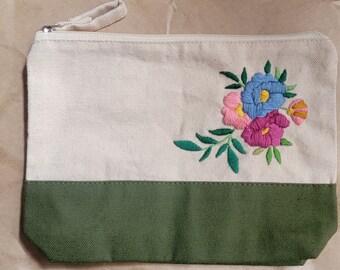 Embroidered Floral Makeup Bag - Etsy