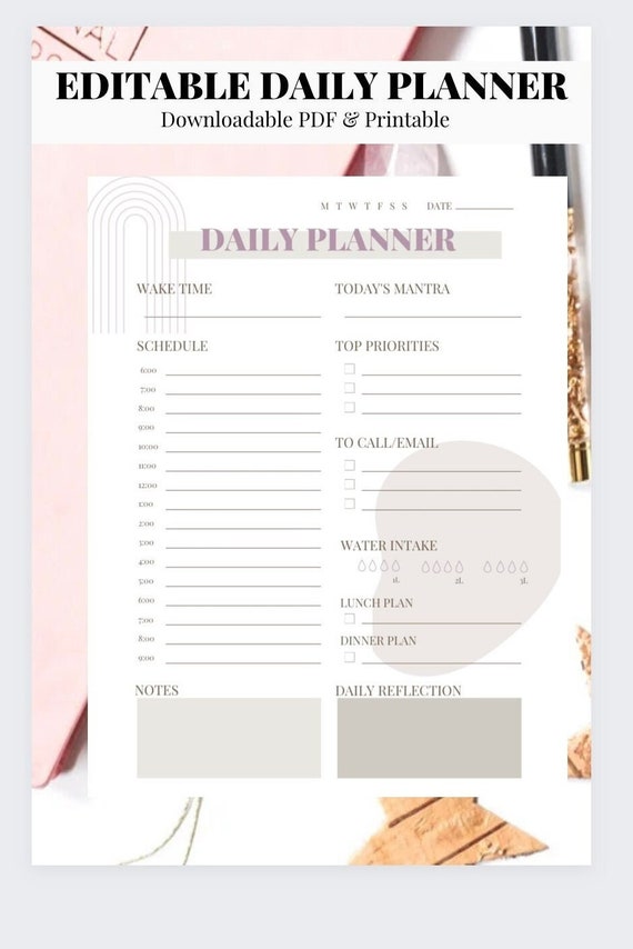 Printable Daily Planner Digital Daily Planner PDF Planner - Etsy