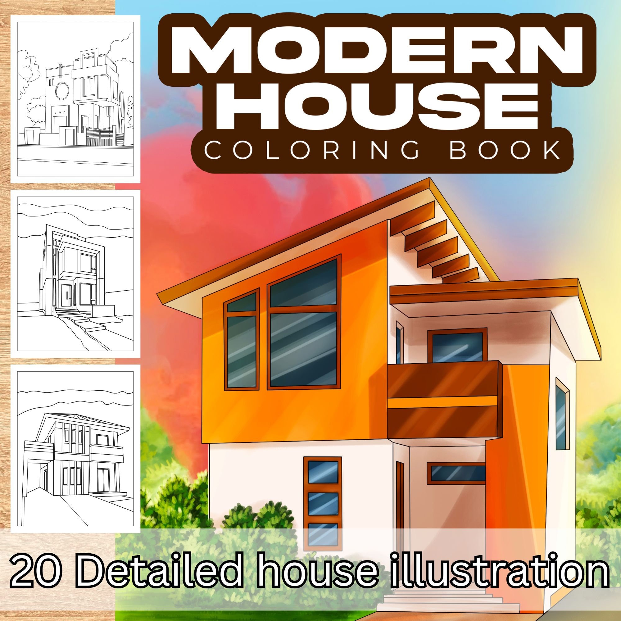 Stress Relief Modern House Coloring Book for Kids and for Adults - Etsy