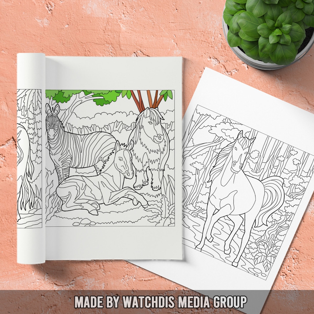 Digital Download Horses Coloring Book for All Ages Digital - Etsy