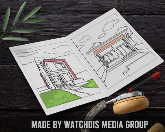 Stress Relief Modern House Coloring Book for Kids and for Adults - Etsy