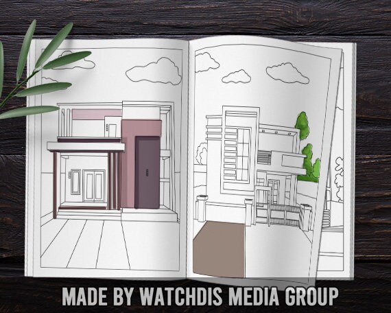 Stress Relief Modern House Coloring Book for Kids and for Adults - Etsy