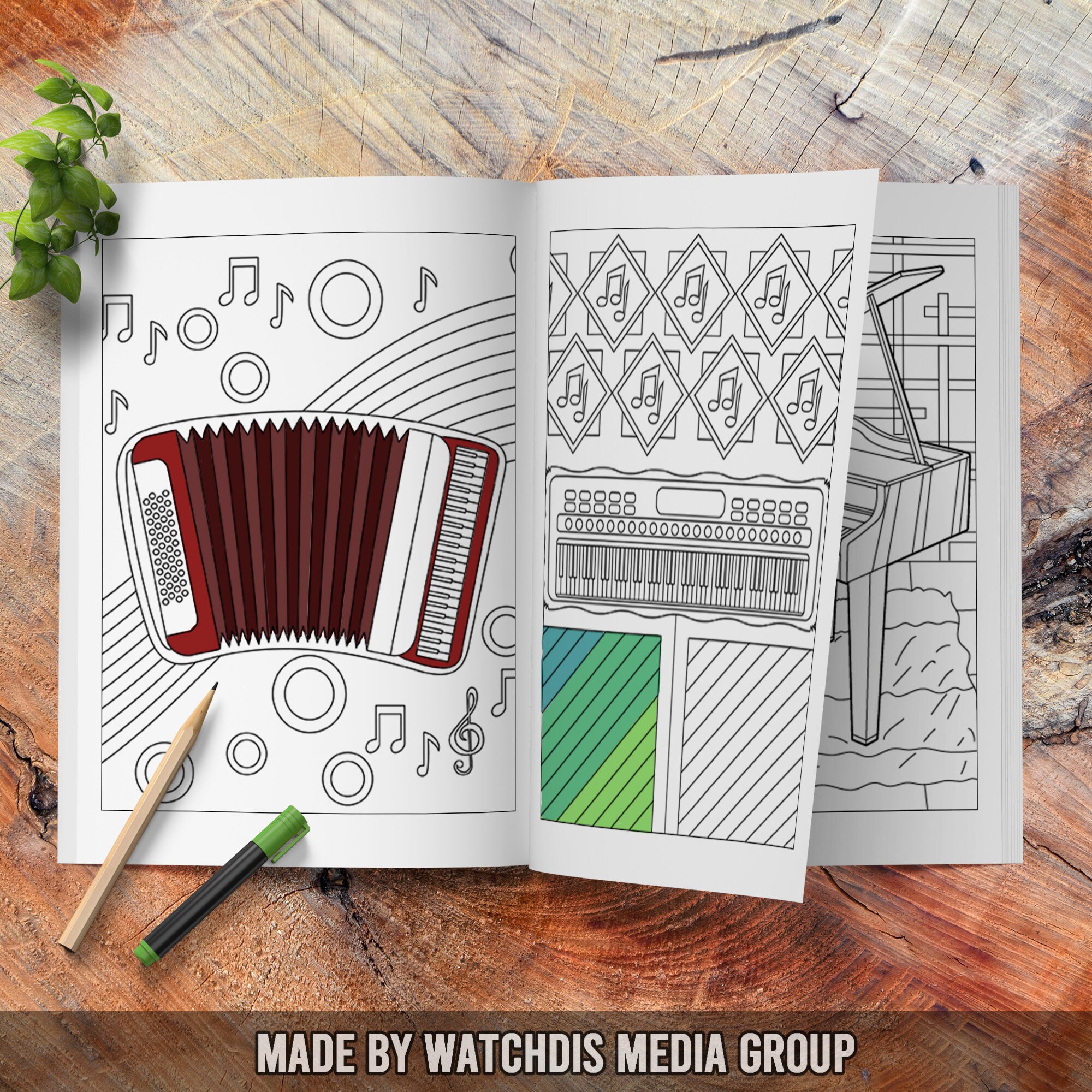 Musical Instrument Coloring Book for Kids and for Adults - Etsy