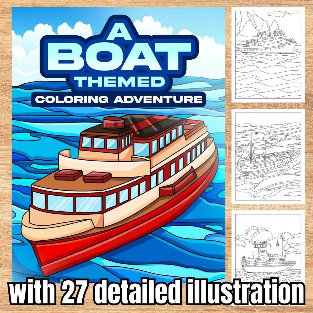 Instant Download Boat Themed Coloring Adventure Coloring Book - Etsy
