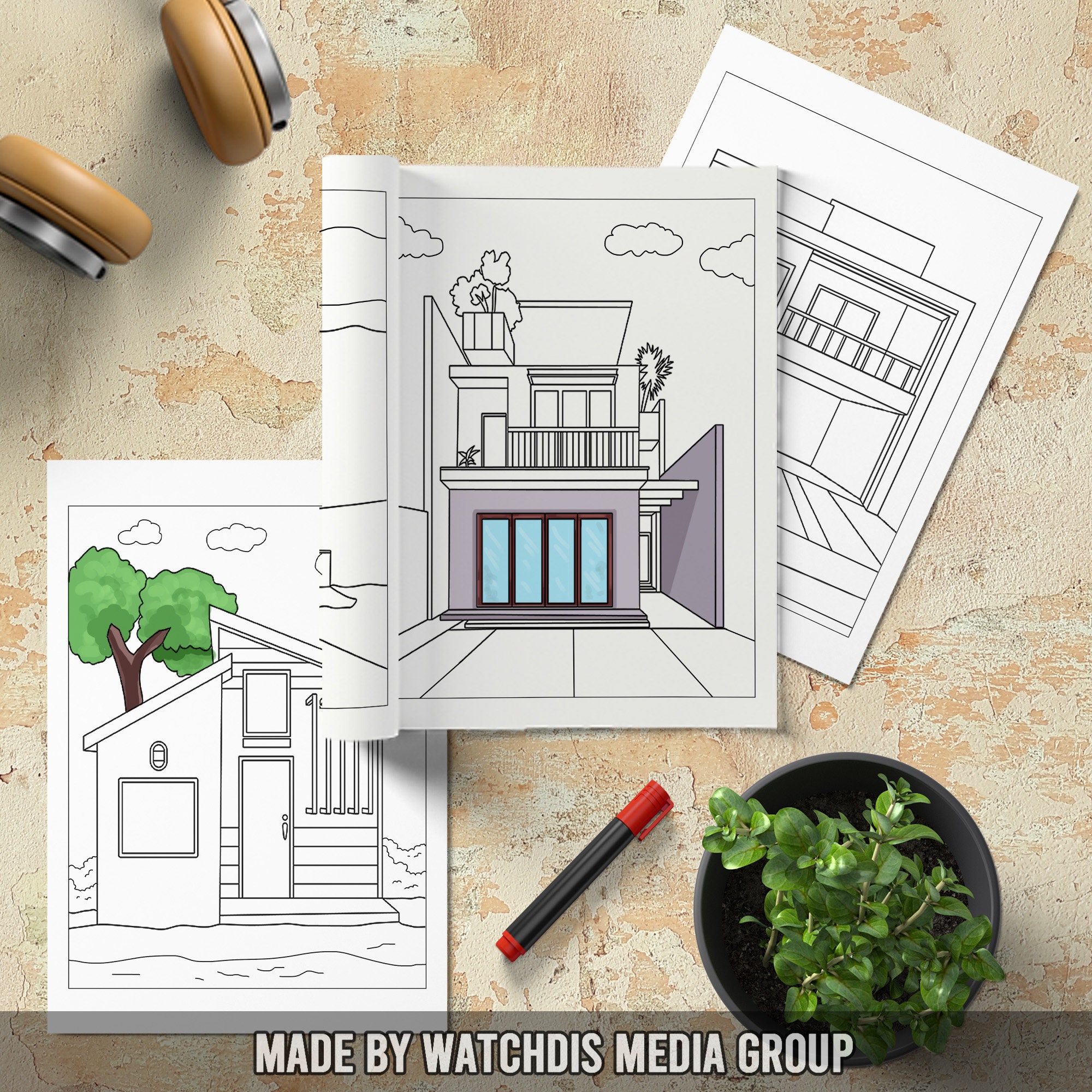 Stress Relief Modern House Coloring Book for Kids and for Adults - Etsy