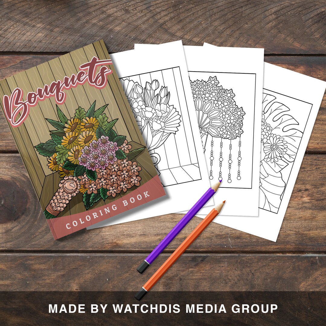 Stess Relief Bouquet Coloring Book for Flower Lovers - Etsy