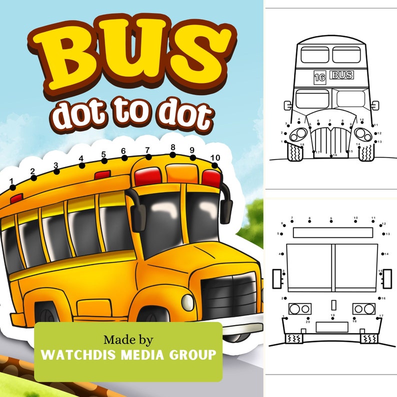 Bus Connect the Dots Dot-to-dot Activity Book for Kids - Etsy
