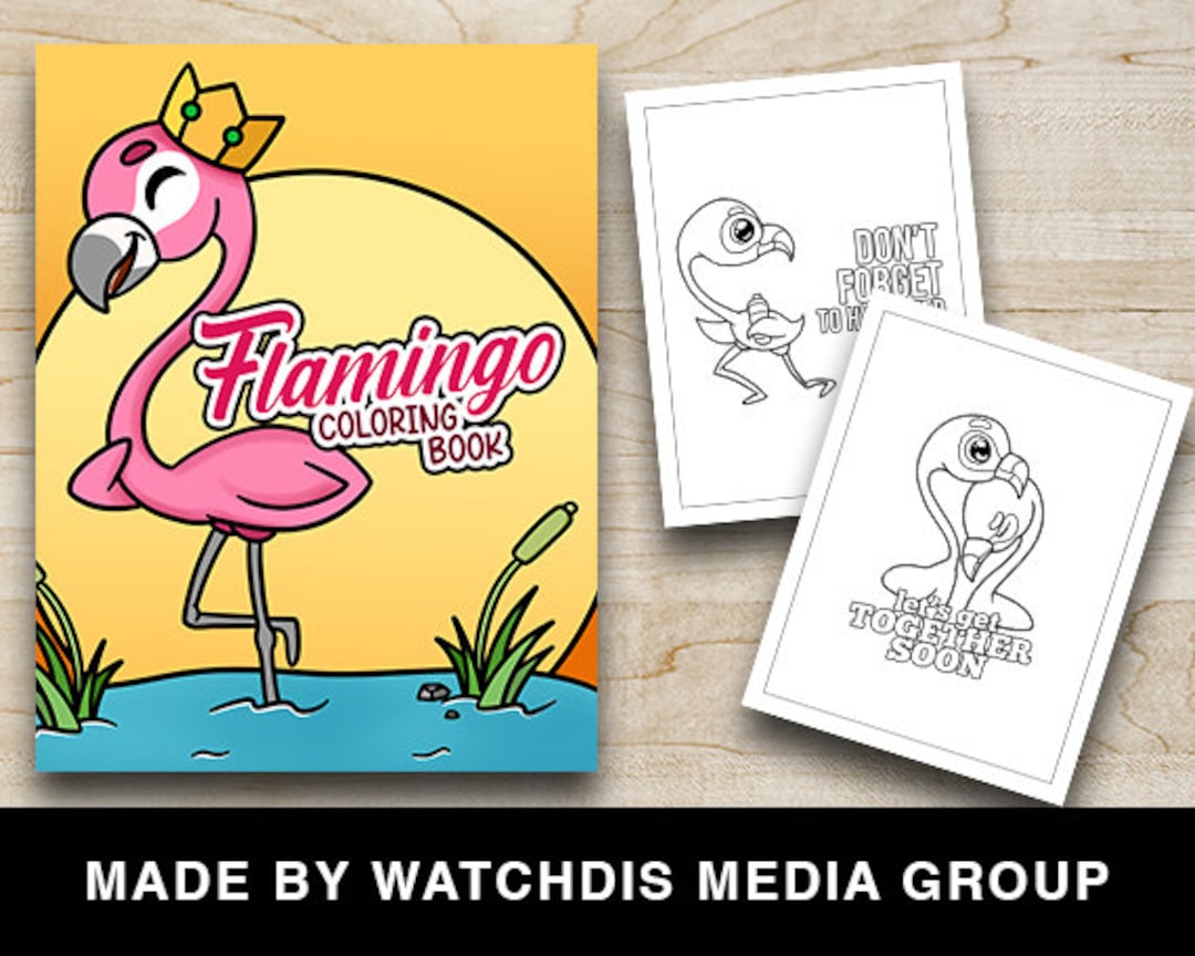 Stress Relief Flamingo Digital Coloring Book Digital Drawing, Digital ...