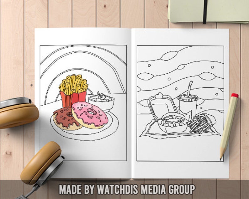 Fast Food Digital Coloring Book for Kids and for Adults - Etsy