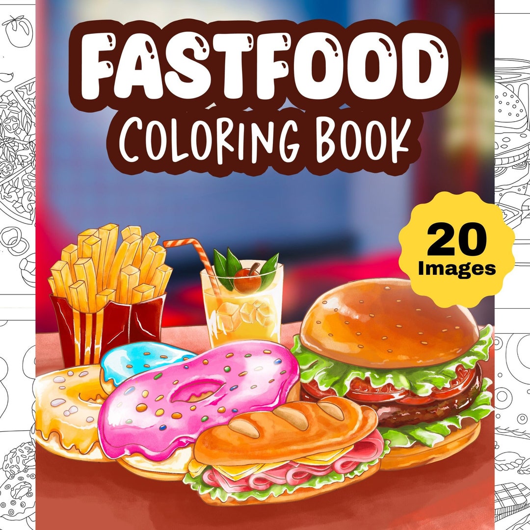 Fast Food Digital Coloring Book for Kids and for Adults - Etsy