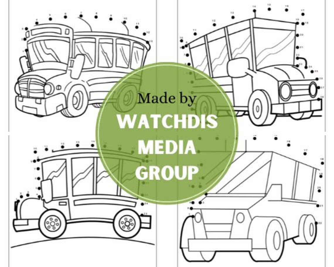 Bus Connect the Dots Dot-to-dot Activity Book for Kids - Etsy