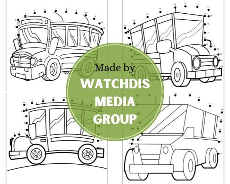 Bus Connect the Dots Dot-to-dot Activity Book for Kids - Etsy