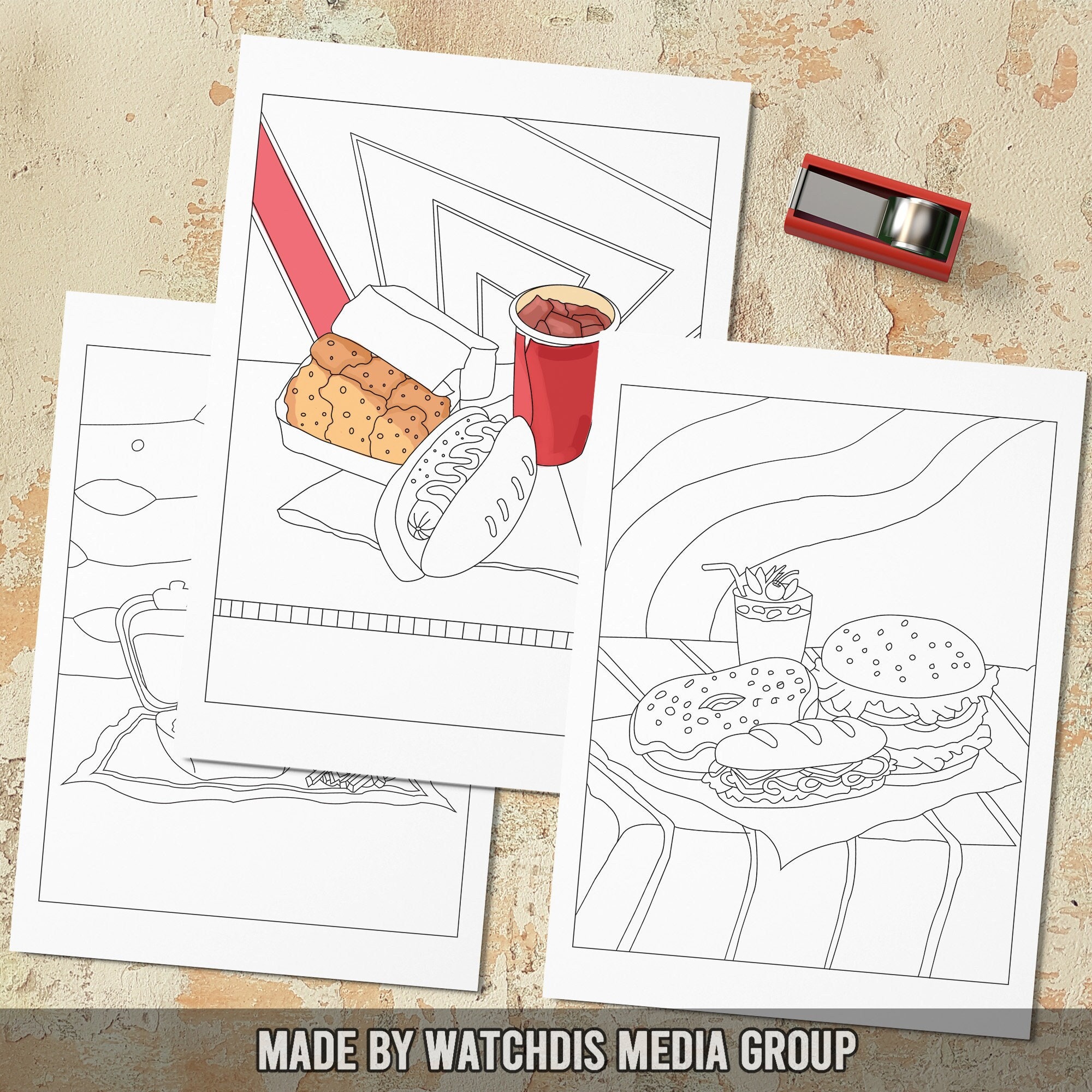 Fast Food Digital Coloring Book for Kids and for Adults - Etsy
