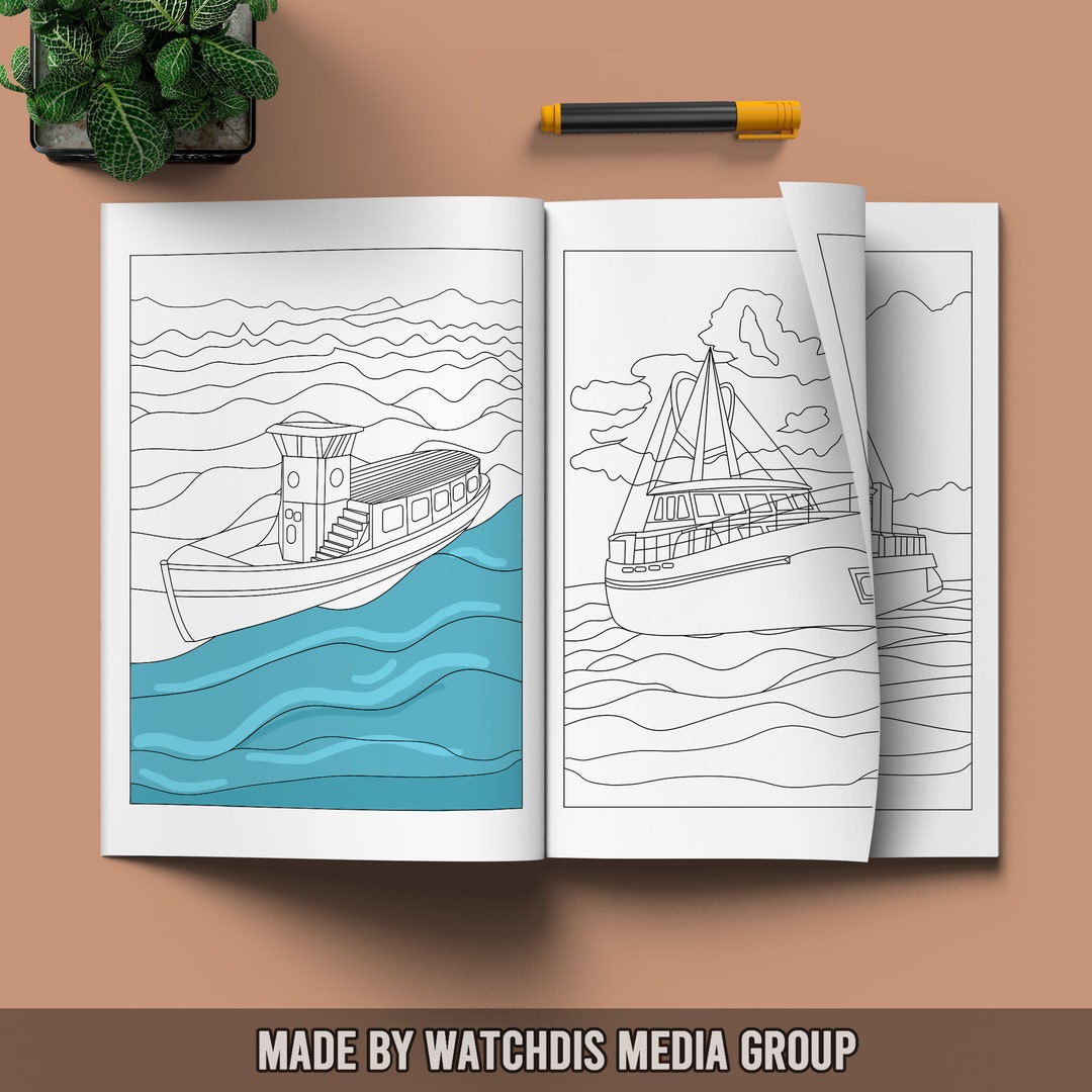 Beautiful Boats to Color Coloring Book for Kids - Etsy