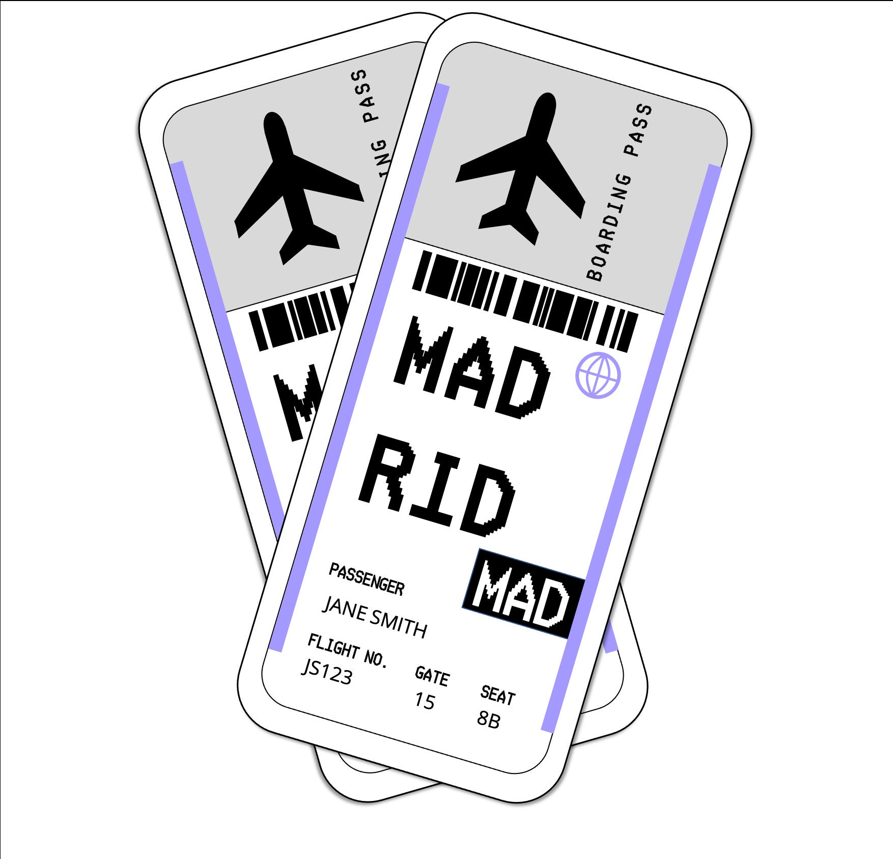 Editable Plane Ticket - Madrid - Etsy