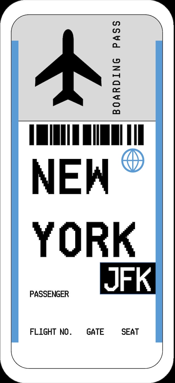 Editable Plane Ticket New York - Etsy