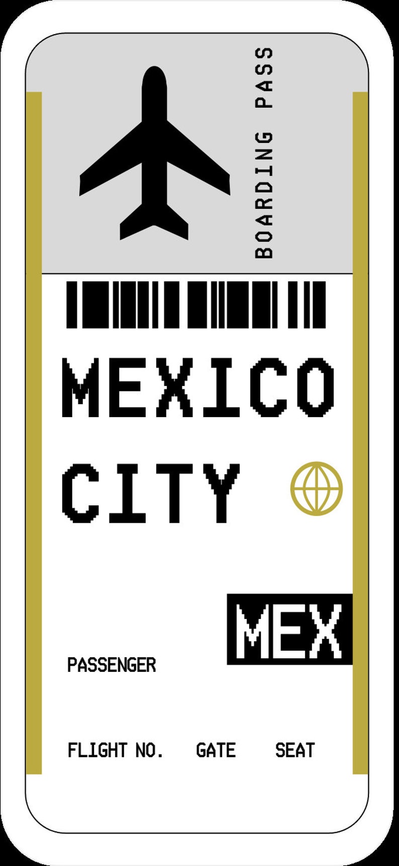 Editable Plane Ticket - Mexico City - Etsy