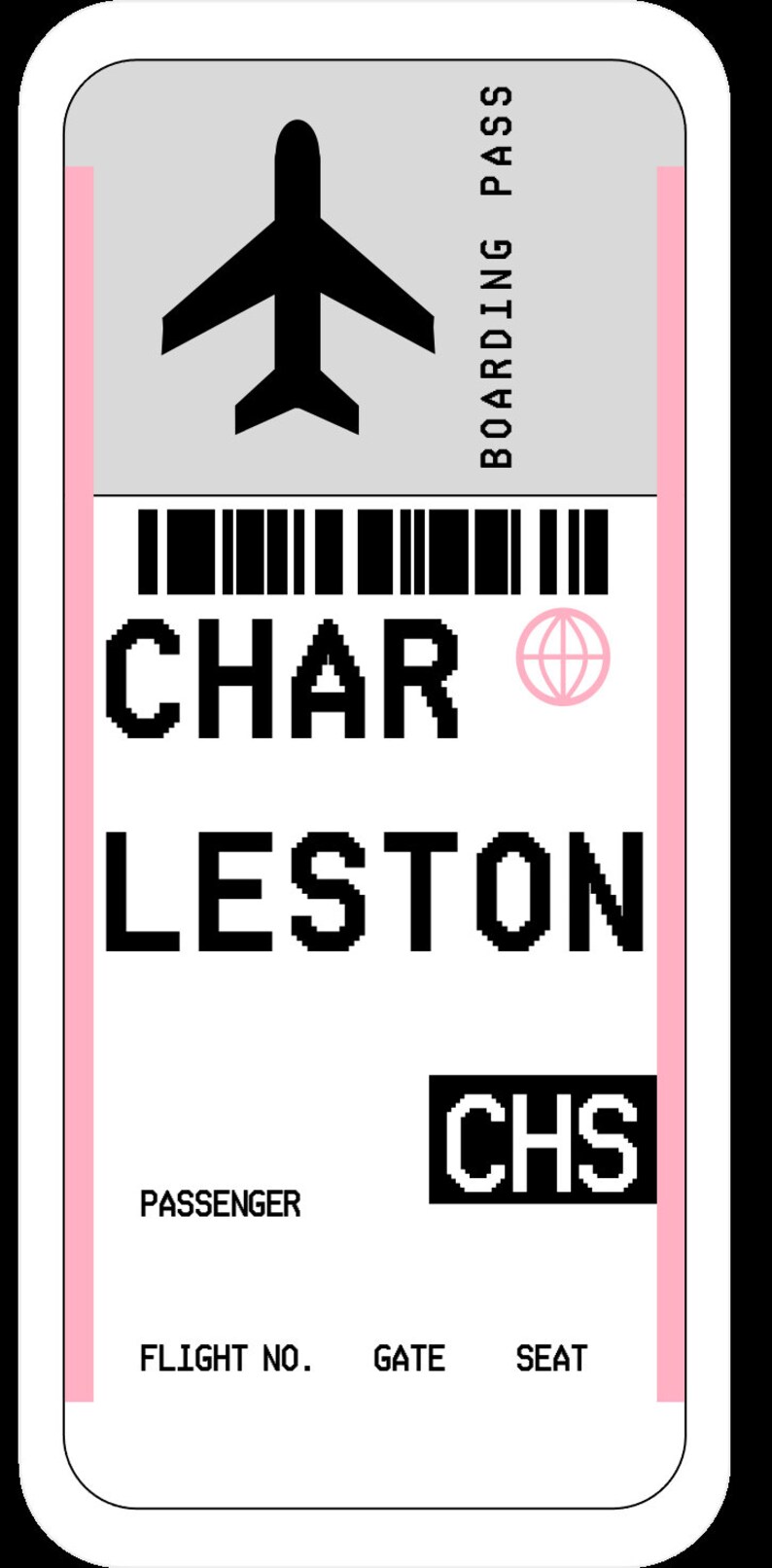 Editable Plane Ticket - Charleston - Etsy