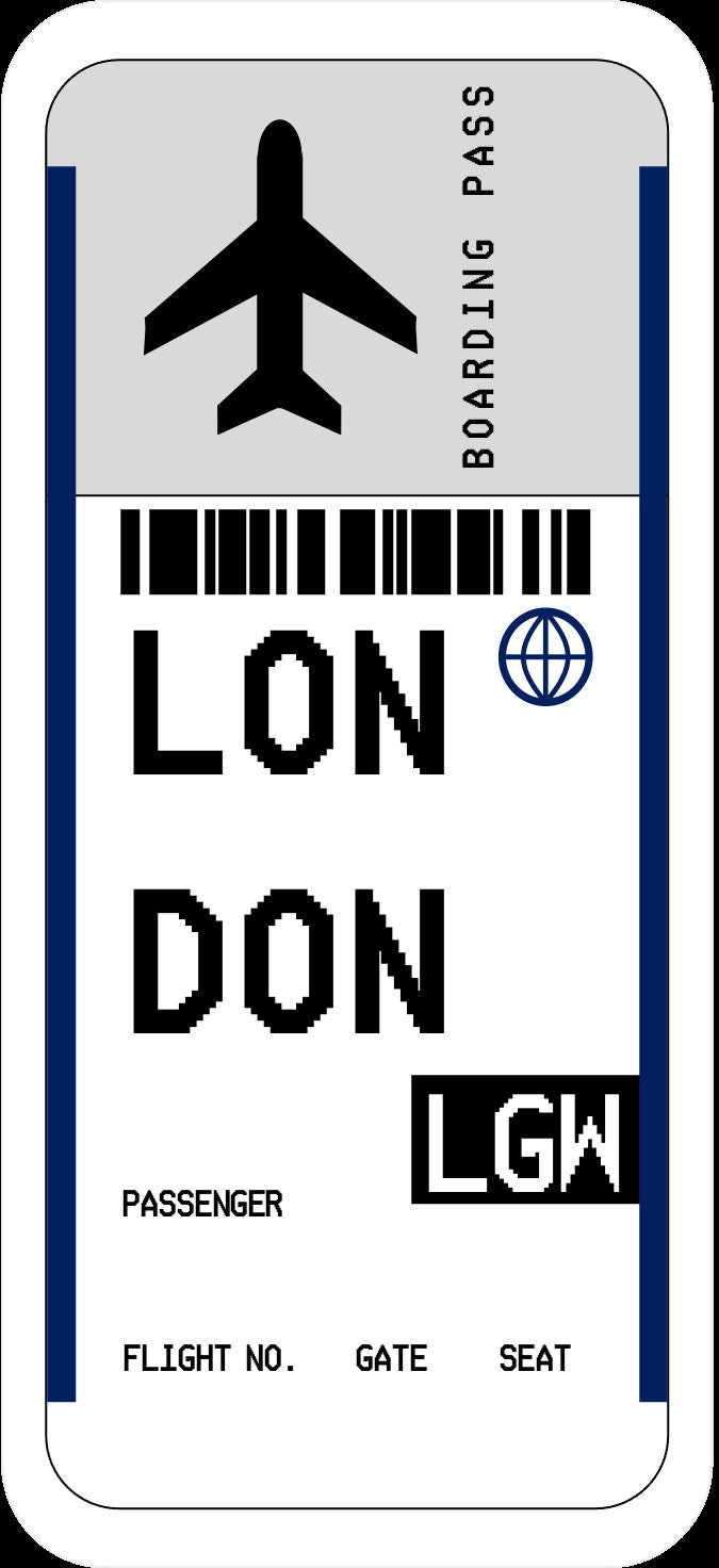 Editable Plane Ticket - London Gatwick - Etsy