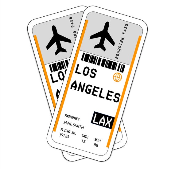 Editable Plane Ticket LOS ANGELES - Etsy