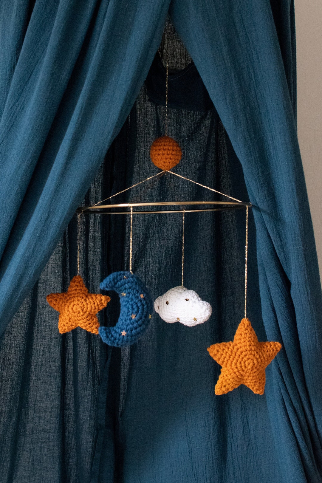 Crochet Moon and Stars Baby Mobile Pattern, Baby Mobile Crochet Pattern ...