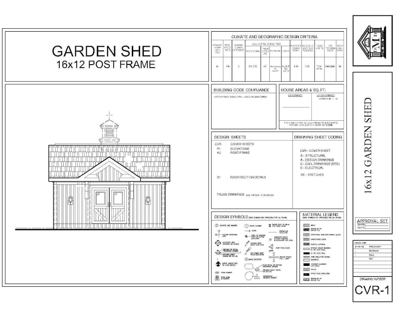 16x12 Fancy Garden Shed Plan, Post Frame Construction (PDF Download) - Etsy