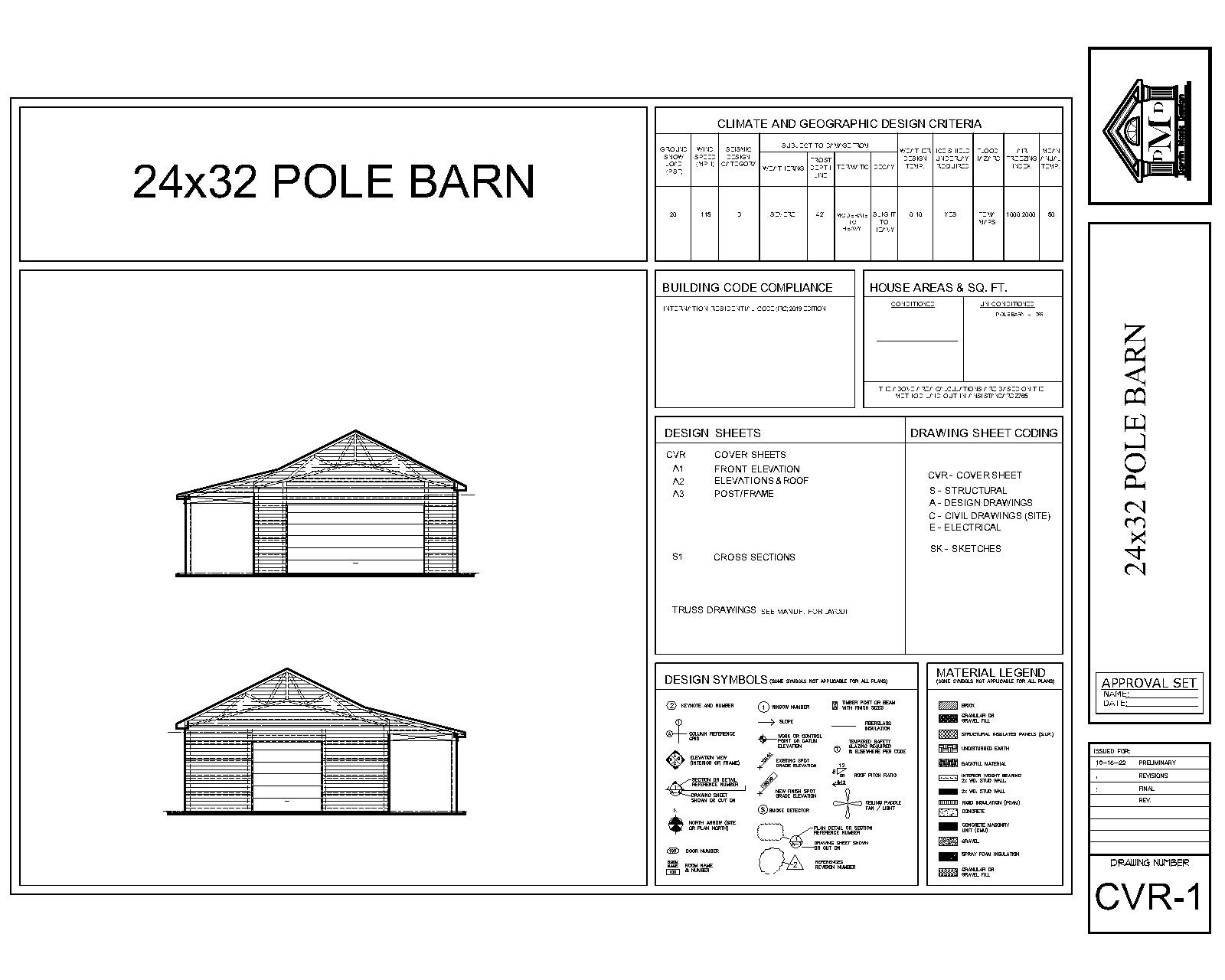 24x32 POLE BARN Plans-architectural Blueprints-vaulted Ceilings for Car ...