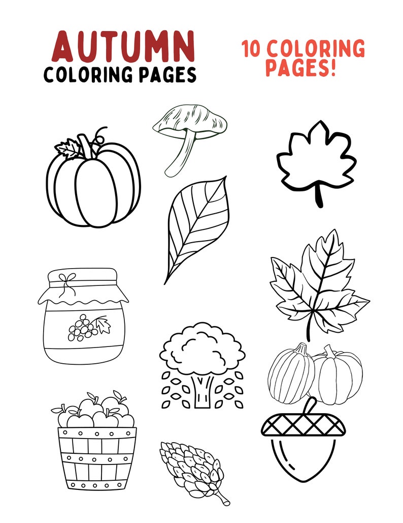 Autumn/fall Coloring Pages - Etsy