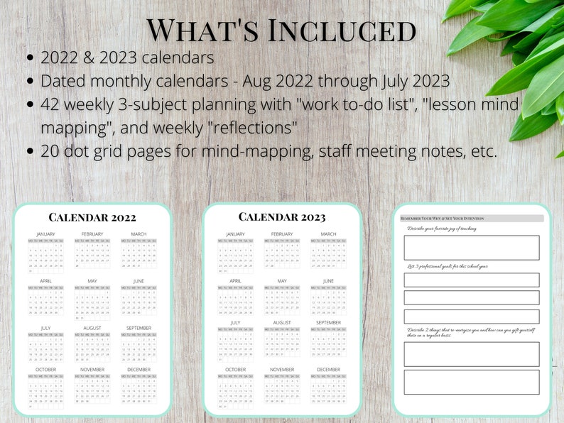 Lesson Planner 3-subject 2022-2023 School Year - Etsy