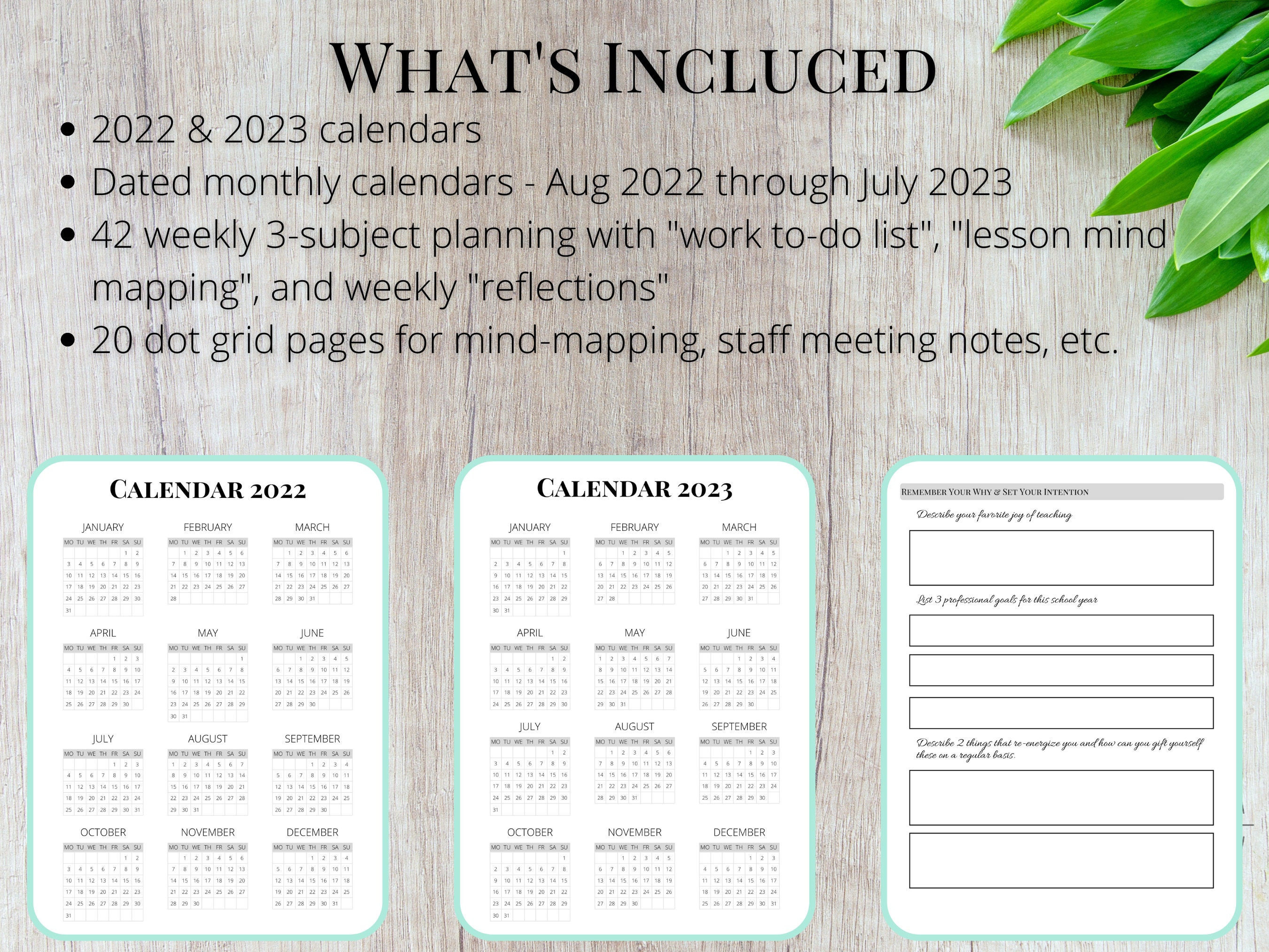 Lesson Planner 3-subject 2022-2023 School Year - Etsy