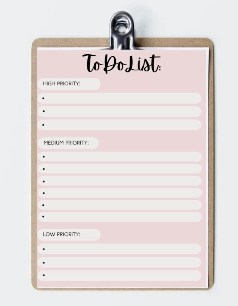 Priority To-do List - Pink - Etsy