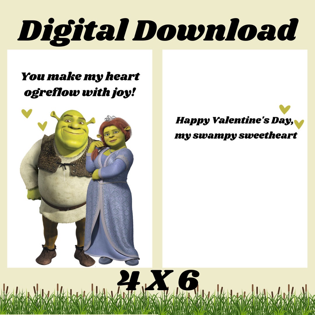 Shrek Valentine's Day Card – 4x6 Printable, Funny Love (digital ...