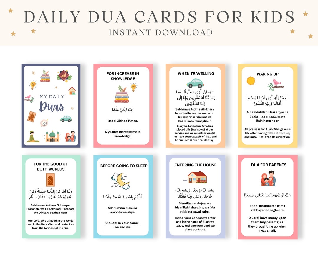 Kids Dua Cards Islamic Kids Printables Duas for Kids - Etsy