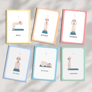 Salah Positions Flashcards, Islamic Prayer Steps for Kids, Learn Salah ...