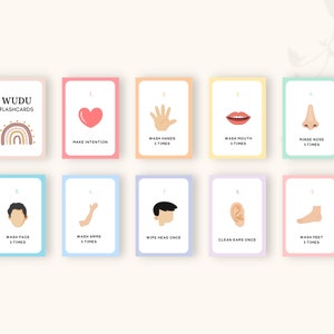 Wudu Flashcards, Islamic Wudu, Wudu Cards Printable, Wudu Guide for ...