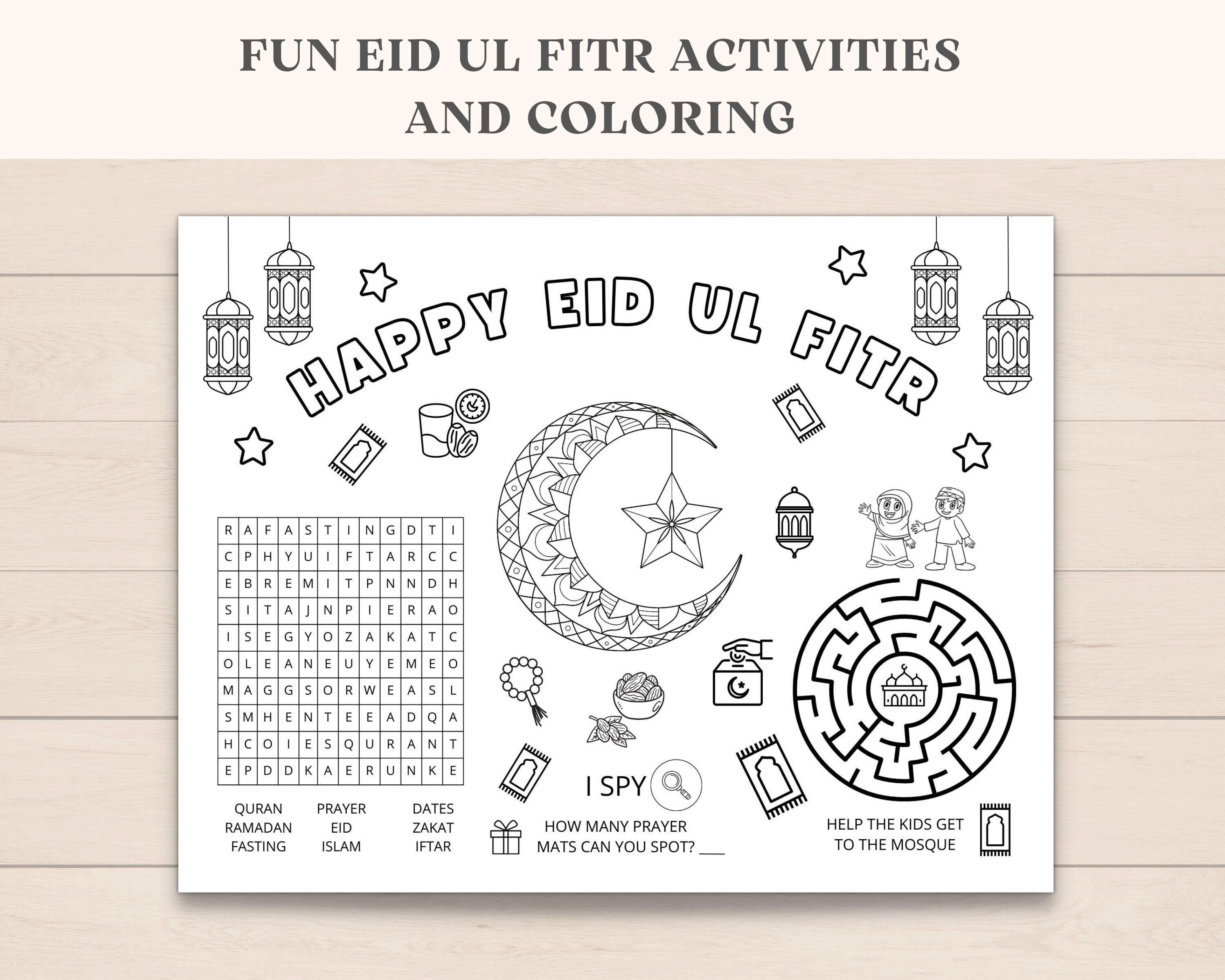 Eid Placemat Printable Eid Activity Placemat Eid - Etsy