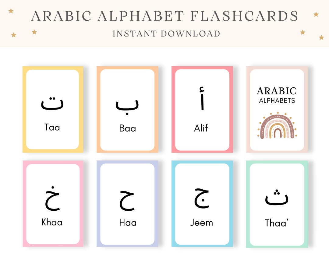 Arabic Alphabet Flashcards Arabic Alphabet Arabic - Etsy