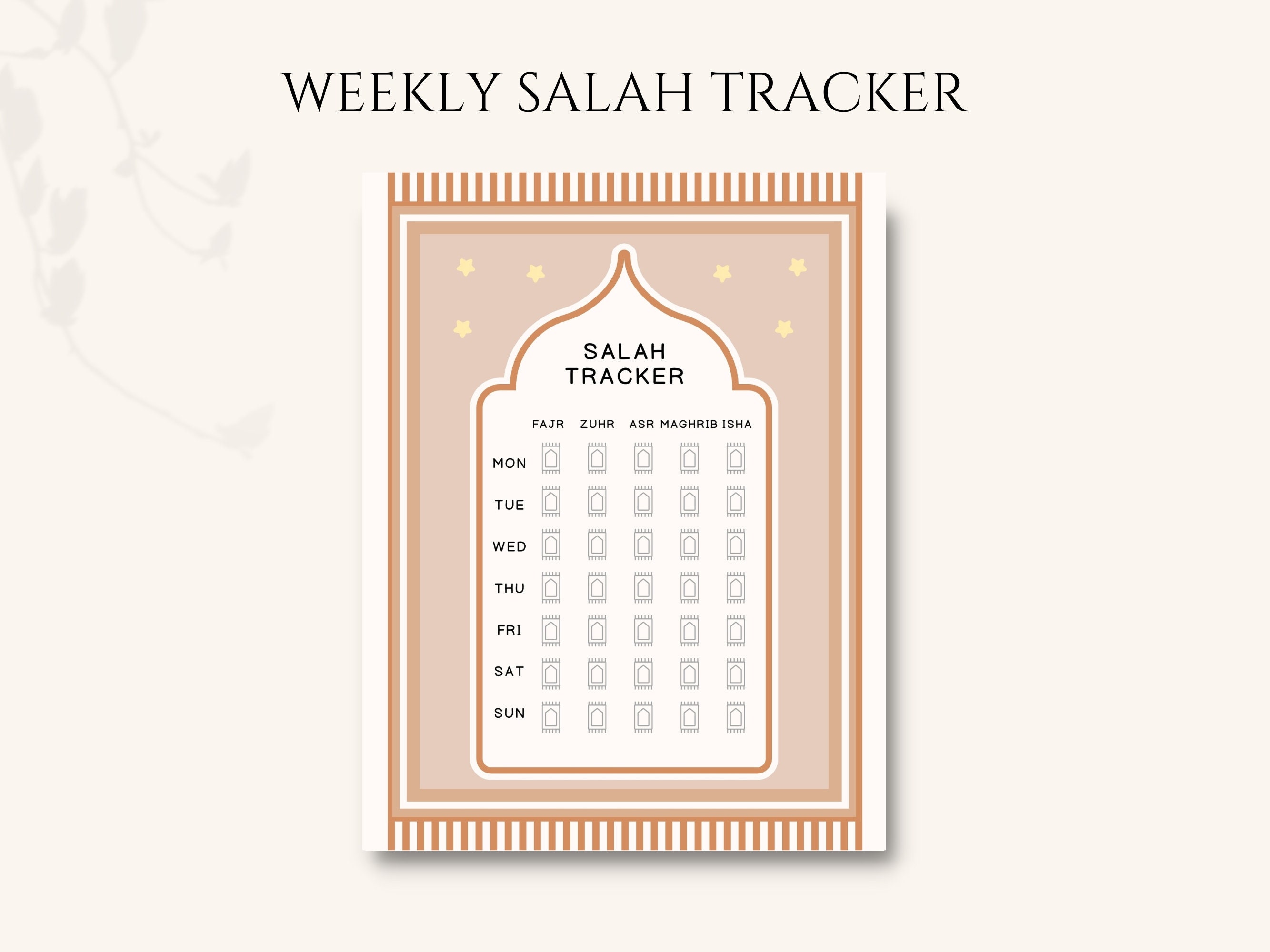 Salah Tracker Printable Daily Salah Tracker Salah Chart - Etsy UK
