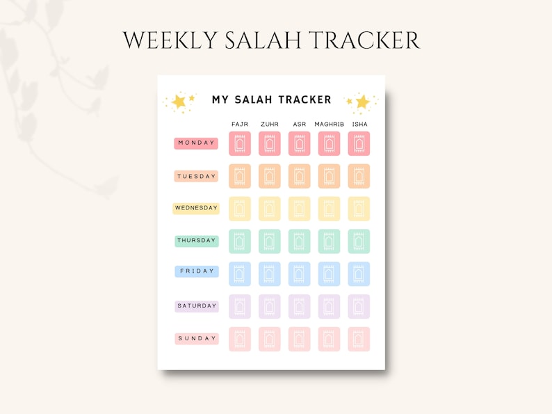 Islamic Salah Tracker, Prayer Tracker, Salah Tracker Printable, Daily ...