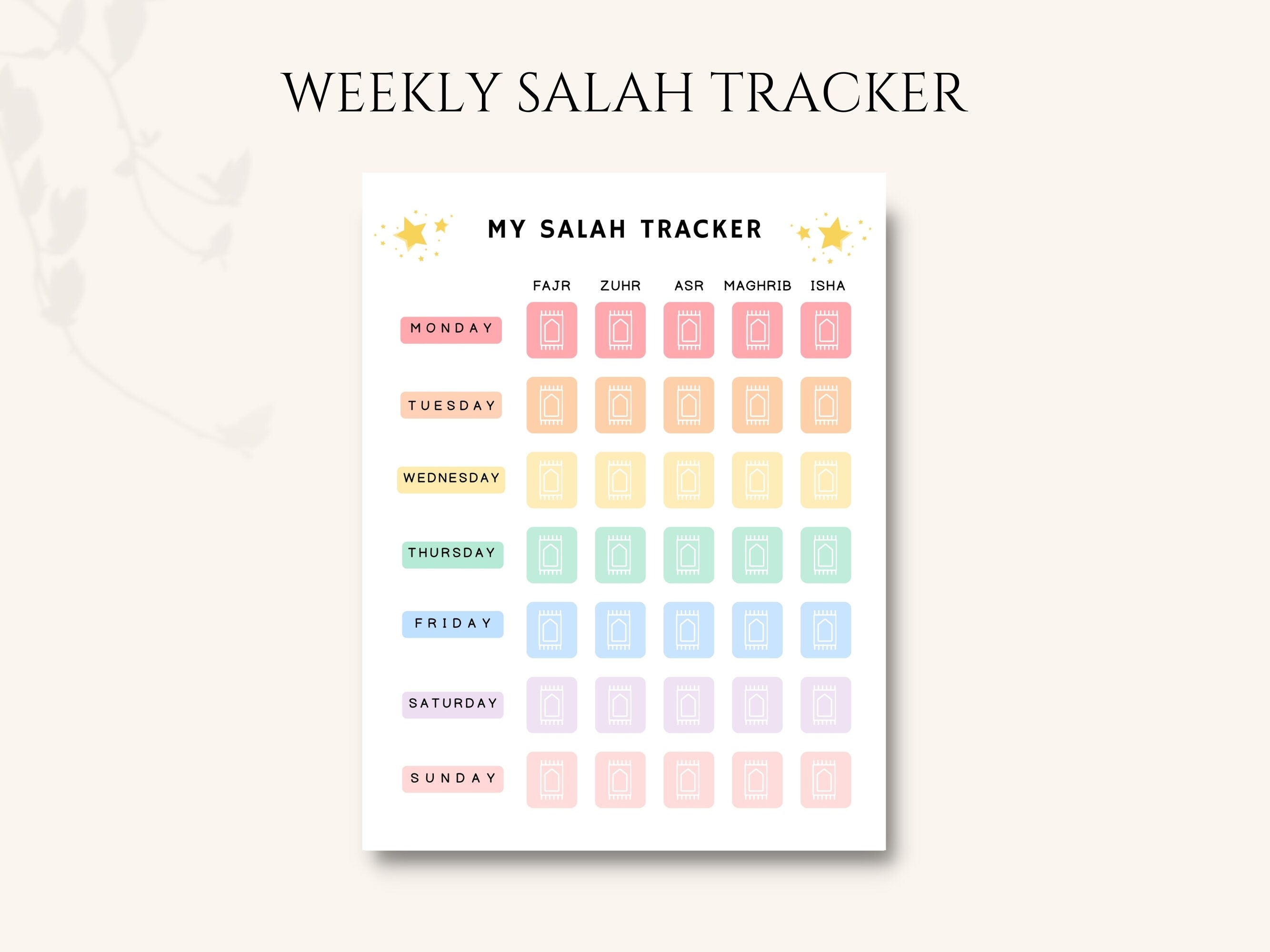 Islamic Salah Tracker, Prayer Tracker, Salah Tracker Printable, Daily ...