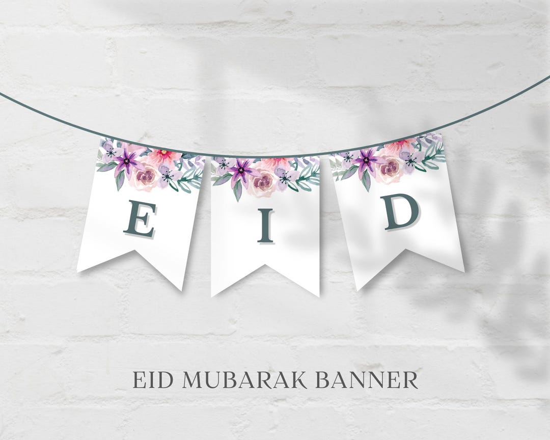 Eid Banner Printable, Eid Mubarak Banner, Eid Decoration, Eid ...
