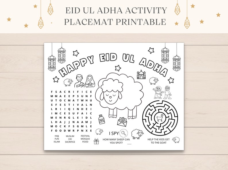 Eid Ul Adha Placemat Printable Eid Al Adha Activity Eid Ul - Etsy