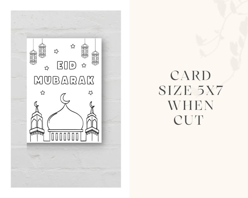 Eid Coloring Cards, DIY Eid Cards, Eid Card Printable, Eid Mubarak Card ...