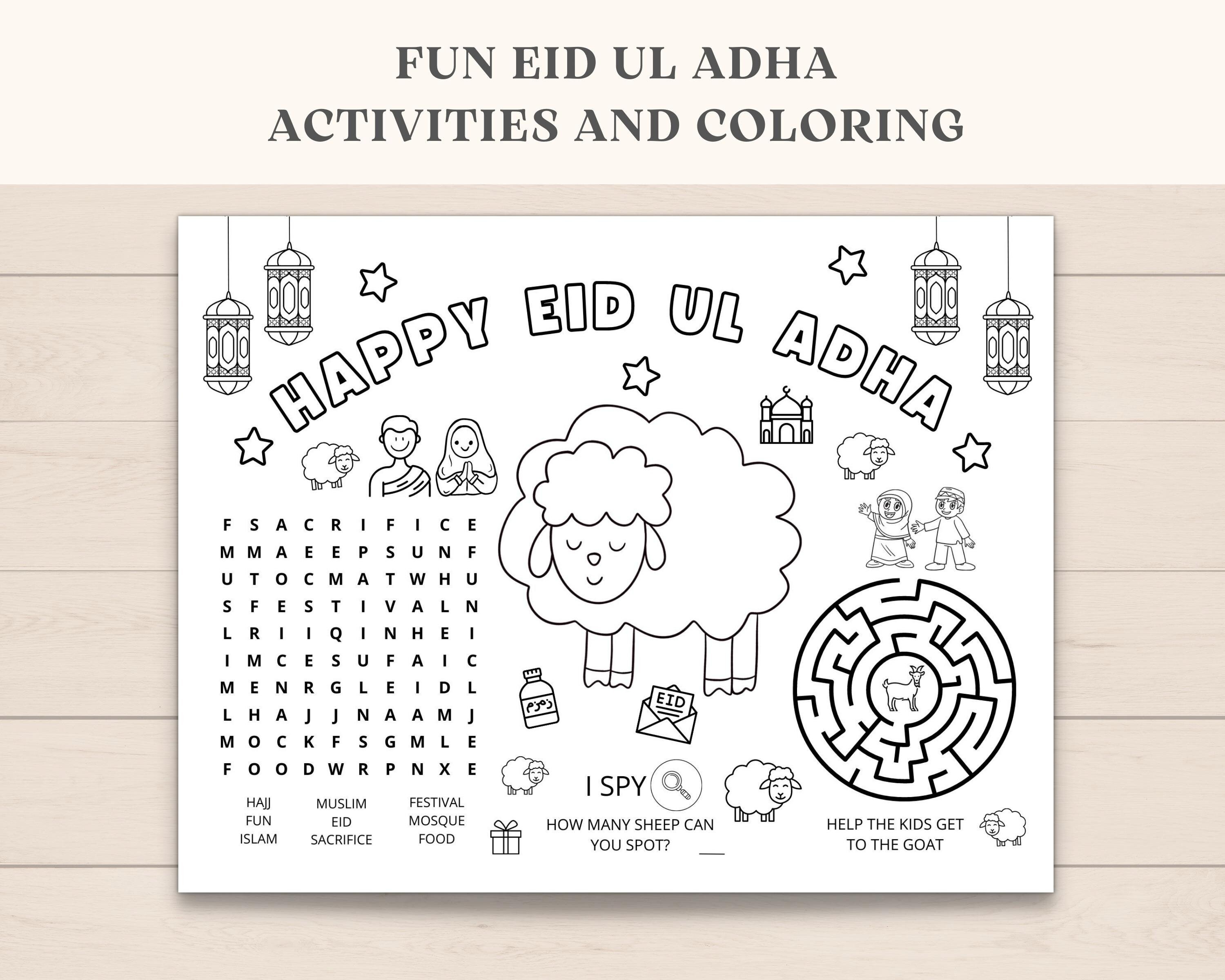Eid Ul Adha Placemat Printable, Eid Al Adha Activity, Eid Ul Adha ...