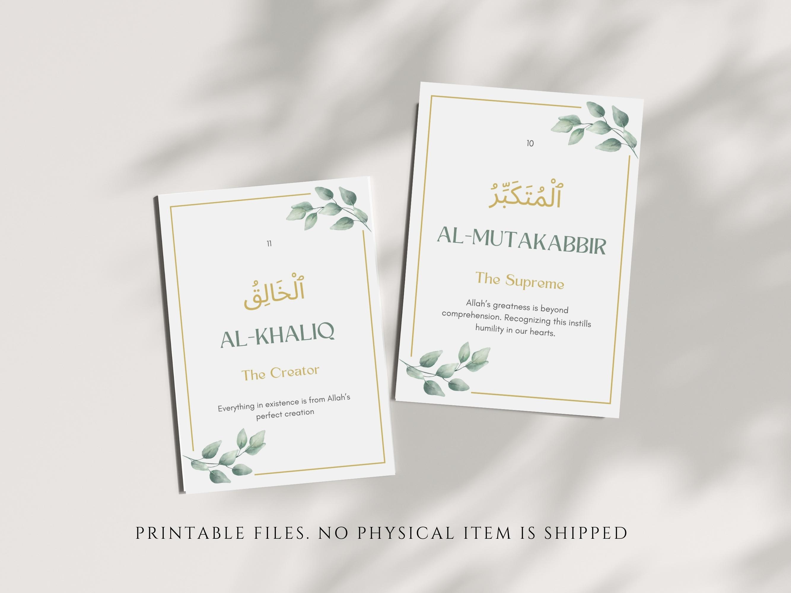 99 Names of Allah Cards, 99 Names of Allah, Asma Ul Husna, Muslim Gift, Asma Ul Husna Cards ...